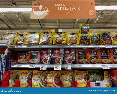 The Asian And Indian Food Aisle At A Publix Grocery Store Editorial
