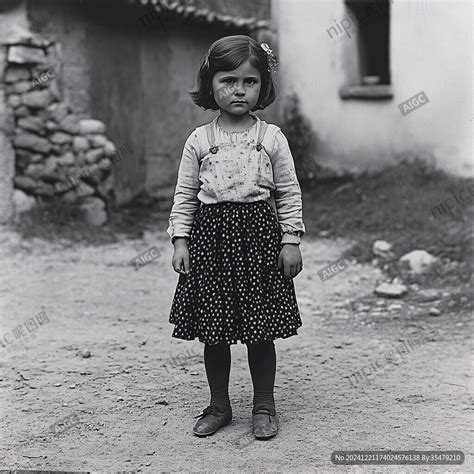 Ai创作图西方小孩儿童 欧美旧照片 抗战儿童 70年代前儿童 犹太人难民 二战新闻照片再创作 纽约1935年 旧时代黑白照片 欧洲怀旧照片 的小女孩人相 1935年春 二战历史照片 1930