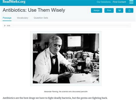 Read Works Antibiotics Use Them Wisely Article For 4th Grade Lesson