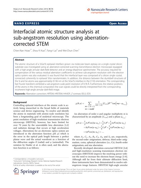 Pdf Interfacial Atomic Structure Analysis At Sub Angstrom Resolution