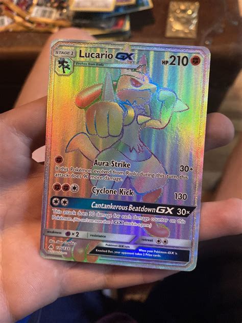 Pokemon Card Lucario Gx 135131 Secret Rainbow Hyper Rare Forbidden Light Values Mavin
