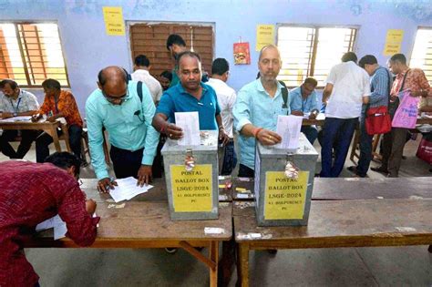 Polling Officials Cast Their Votes Through Postal Ballots For The Lok