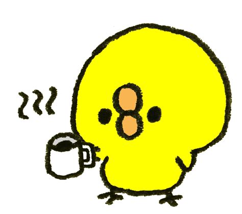 コーヒーを持つひよこのイラスト ゆるくてかわいい無料イラスト素材屋「ぴよたそ」