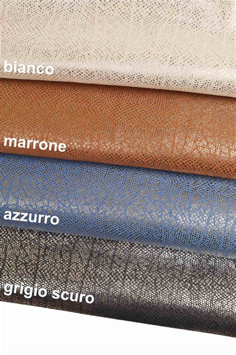 Multicolor Leather Hide Goatskin SUEDE METALLIC Python Textured Goat Snake Print Soft Shiny