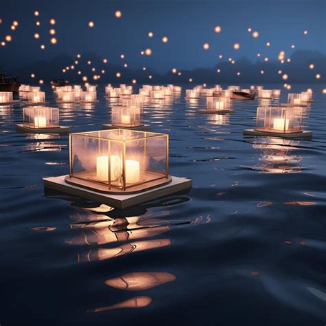 Premium Photo Lanterns Floating In The Water At Night