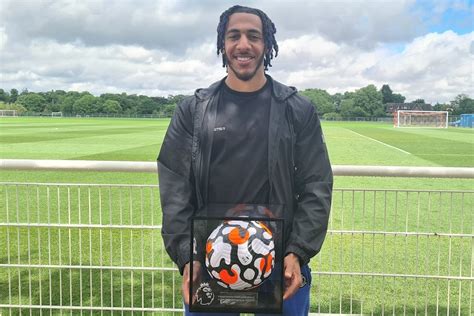 Dom Thompson Receives Premier League Debut Ball Brentford Fc