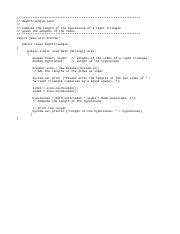 RightTriangle.java - / * / RightTriangle.java / / Compute the length of ...