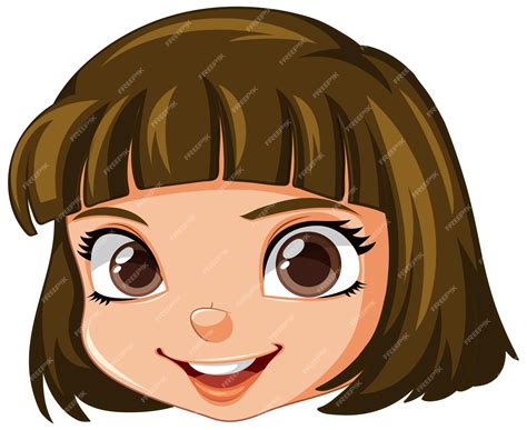 Premium Vector Cute Girl Face Smilling Isolated