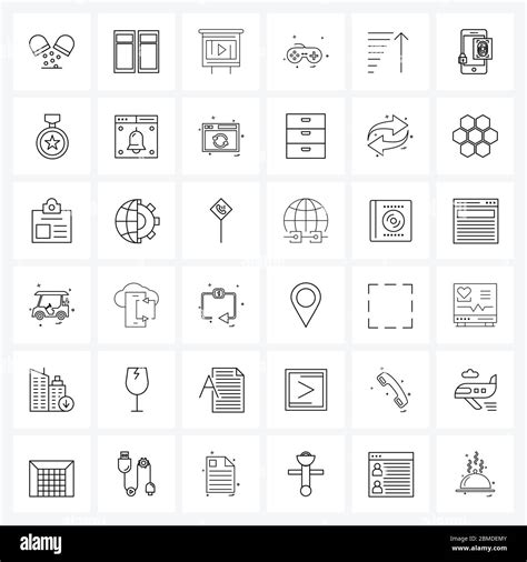 36 Interface Line Icon Set Of Modern Symbols On Thumb Impression Arrow