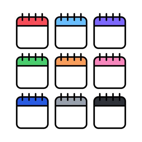 Иконки календарей разноцветные скачать бесплатно шаблон в векторе Ai Eps