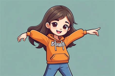Cute Girl Dabbing Pose Cartoon Vector Icon Illustration Premium Ai