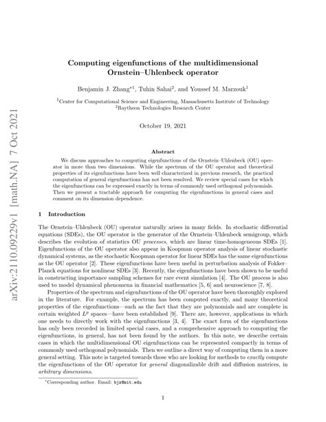 pdf computing eigenfunctions of the multidimensional ornstein