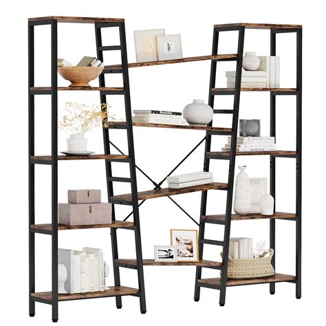 Buy Tribesigns Triple Wide 5 Tier Bookshelf 72 Tall Industrial