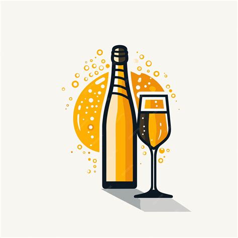 Premium Vector A Bottle Of Champagne And A Glass Of Wine