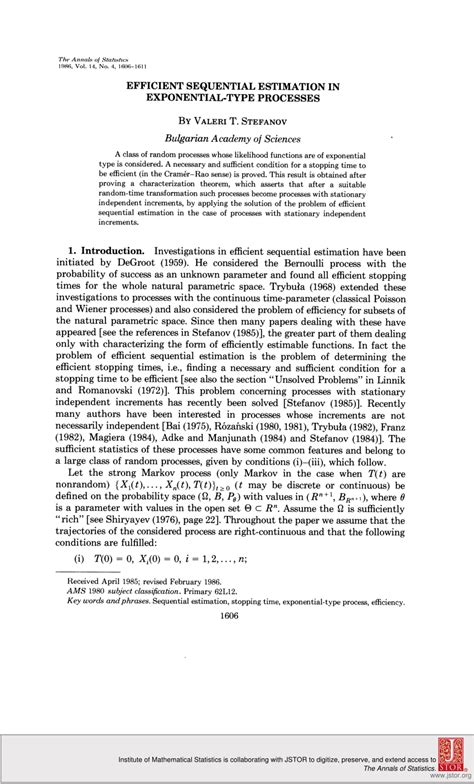 pdf efficient sequential estimation in exponential type processes