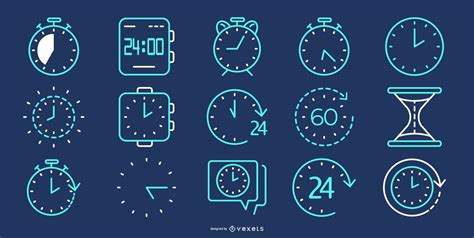 Descarga Vector De Colección De Iconos De Línea De Tiempo Azul