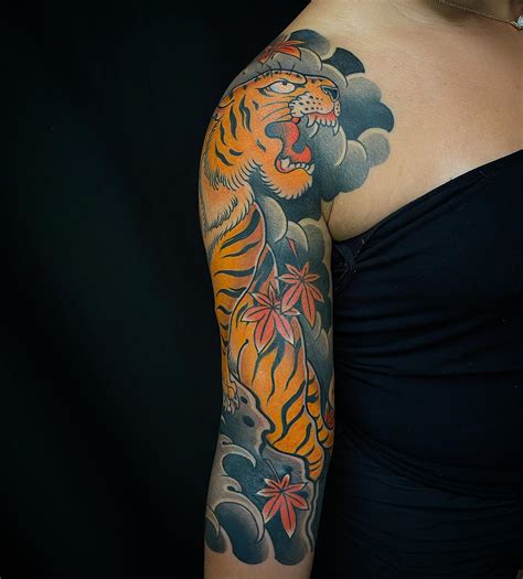 Japanese Tiger Half Sleeve Tattoos