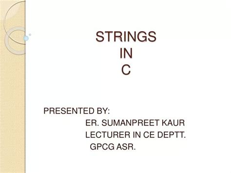 Ppt Strings In C Powerpoint Presentation Free Download Id2495639