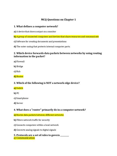 Chapter 1 Questions Pdf Computer Network Osi Model