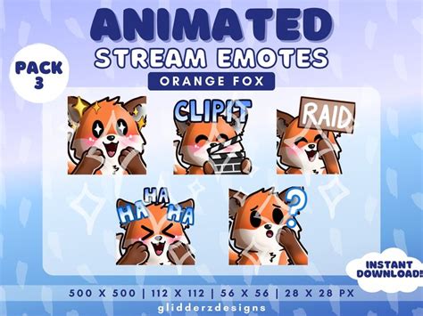 Fox Animated Emote Pack 3 Orange Fox Animated Twitch Emotes Animated