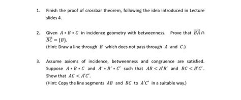 Solved 1 Finish The Proof Of Crossbar Theorem Following