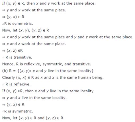 Determine Whether Each Of The Following Relations Are Reflexive Symmetric And Transitive Cbse