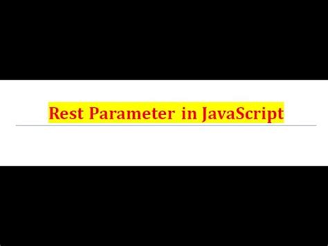 Rest Parameter/Operator in JavaScript. - YouTube
