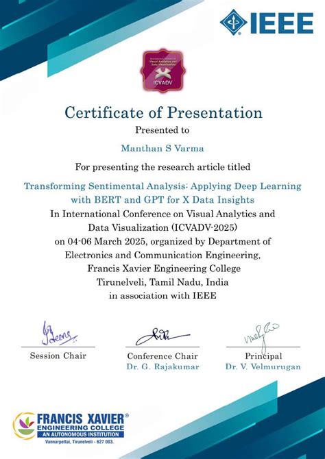 Ai Deeplearning Sentimentanalysis Bert Gpt Datascience Ieee Icvadv2025 Manthan Varma
