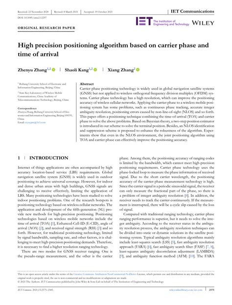 pdf high precision positioning algorithm based on carrier phase and