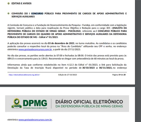 Concurso DPE MG VEJA Resultado Preliminar