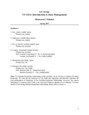 Homework 3 Solution UC Irvine CS 122A Introduction To Data
