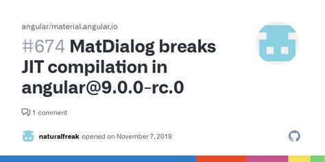 MatDialog Breaks JIT Compilation In Angular Rc Issue Angular Material Angular