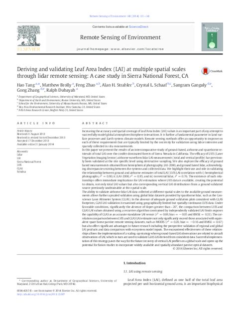 pdf deriving and validating leaf area index lai at multiple spatial