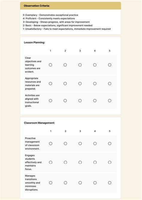 Free Peer Observation Form For Teachers Template In Google Forms