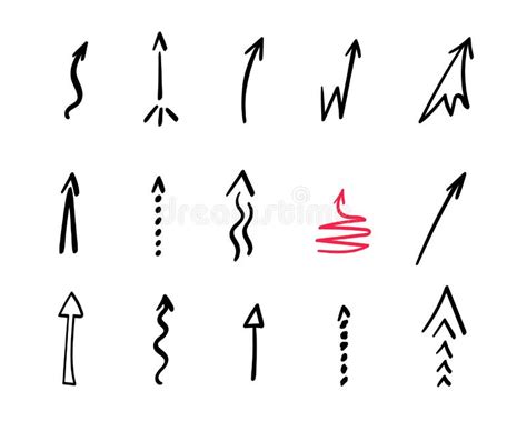 arrows set hand drawn direction indicator elements simple doodle
