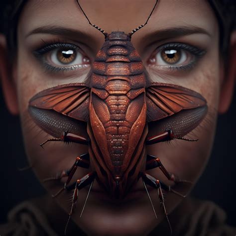 Premium Photo A Woman With A Cockroach On Her Face