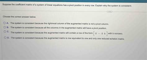 solved suppose the coefficient matrix of a system of linear equations