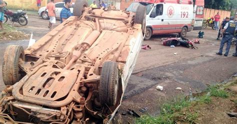 G1 Motorista Capota Carro Atinge Muro E Motociclista Em Cidade De MT