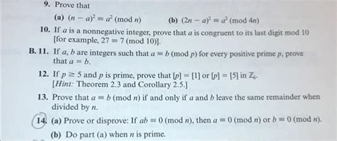 Solved 9 Prove That A N A A Mod N B 2n A Chegg Com