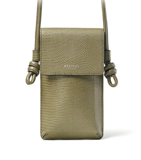 Womens Aspinal Of London Green Leather Ella Phone Pouch Harrods UK