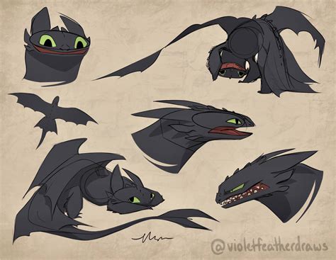 Toothless Sketches By Violetfeatherdraws On Deviantart