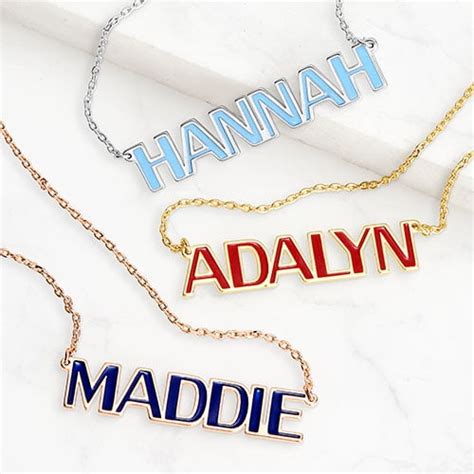 Personalized Planet Womens Enamel Uppercase Name Necklace
