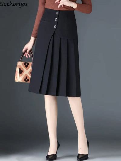 Badu Bg Дамска пола Едноцветна минималистична Универсална асиметрична популярна Висока талия