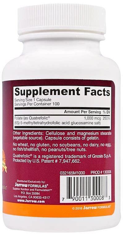 Метилфолат 1000 мкг - Jarrow Formulas Methyl Folate, 1000 mcg: купить ...
