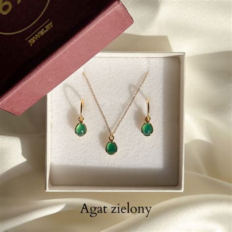 Zestaw Gold Łezka Fasetowana z Kamieniem Do Wyboru 696 Jewelry