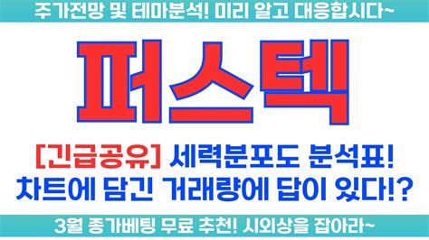 퍼스텍 주가분석 이미 뜬 뉴스보고 쫒아다니지 마세요 미리 알고 대응합시다 Youtube
