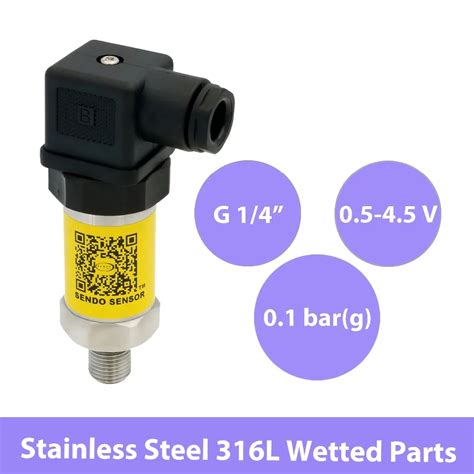 Pressure Sensor 0 5 4 5V 10 Kpa 0 1bar Gauge G1 4 1 0 Acc Ss 316L Wetted Parts Air Water