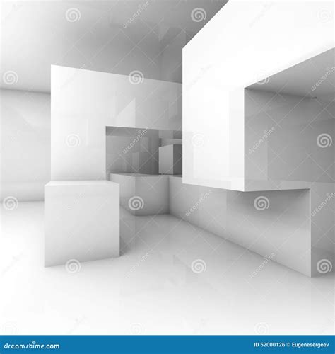Chaotic Geometric Structure In Empty Room 3d Render Stock Illustration