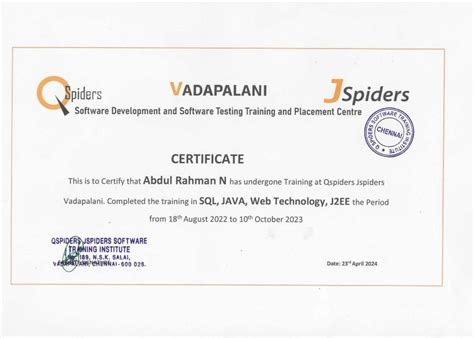 Abdul Rahman On Linkedin Java Fullstack Certified Techtalent Fresher Corejava Sql Html