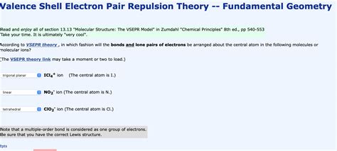 Solved Valence Shell Electron Pair Repulsion Theory